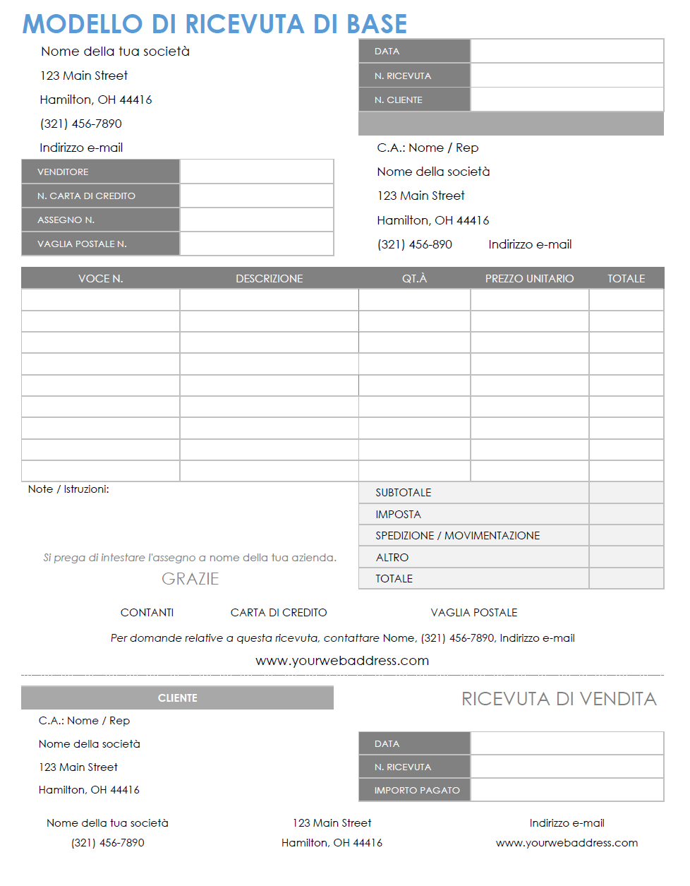 Modelli gratuiti di ricevute Microsoft Word | Smartsheet