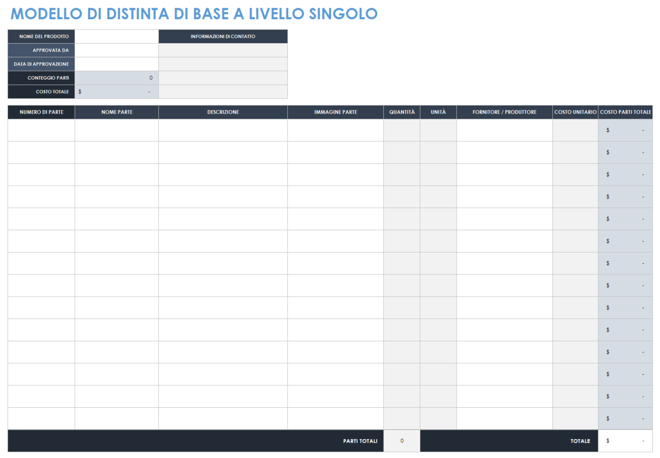Modelli di distinte base gratuiti | Smartsheet