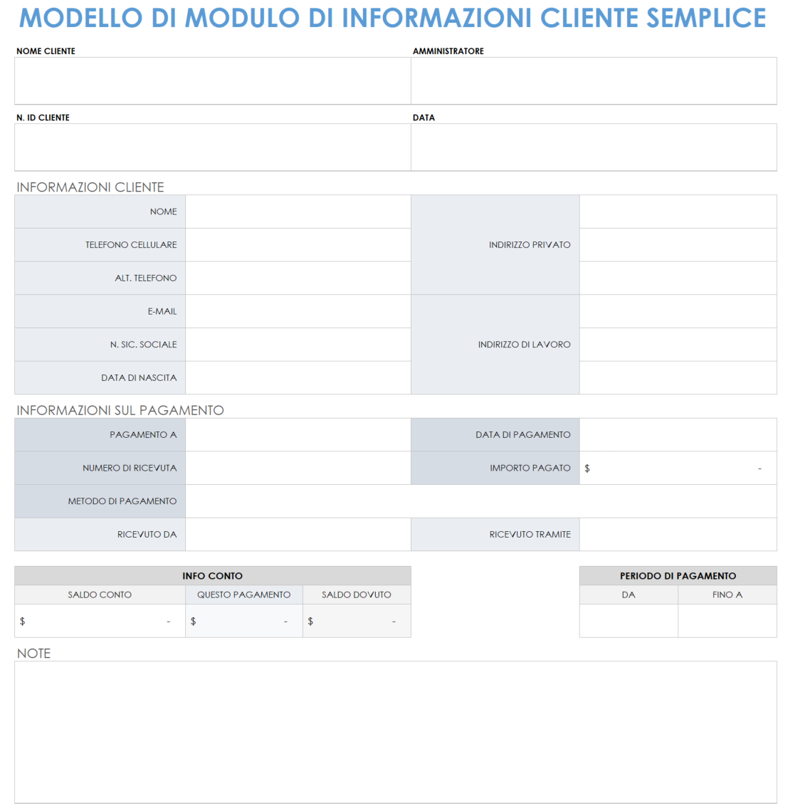 Moduli e modelli gratuiti di informazioni sul cliente | Smartsheet