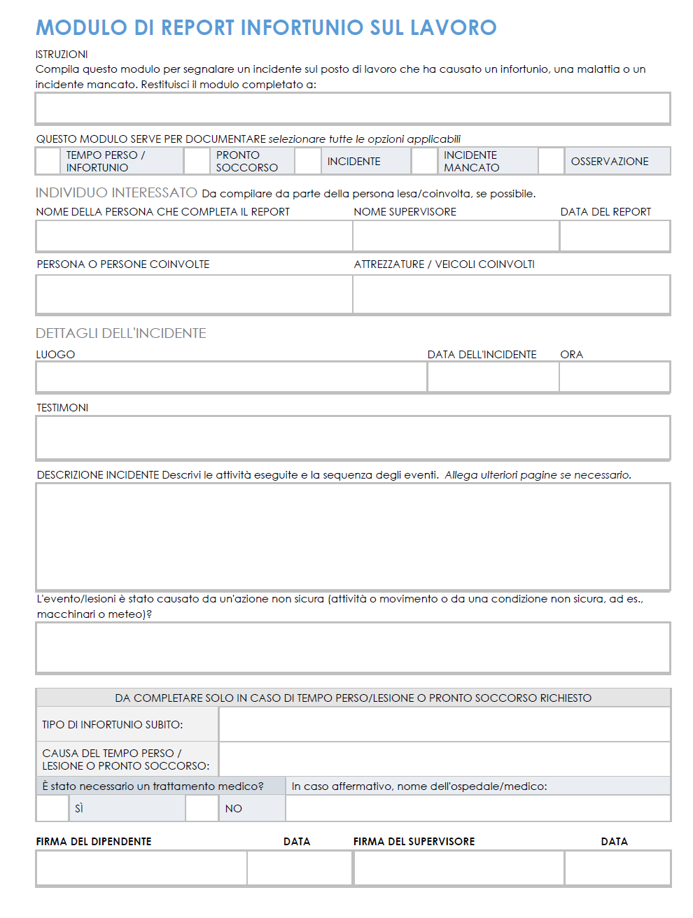 Modelli gratuiti di report degli incidenti sul posto di lavoro | Smartsheet