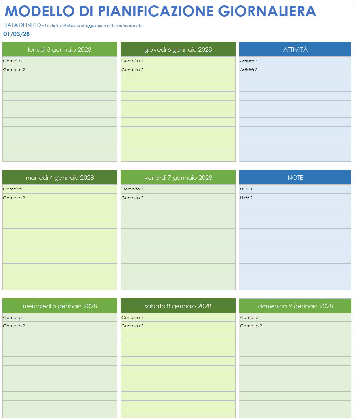 Modelli e planner gratuiti di programmazione giornaliera in formato ...