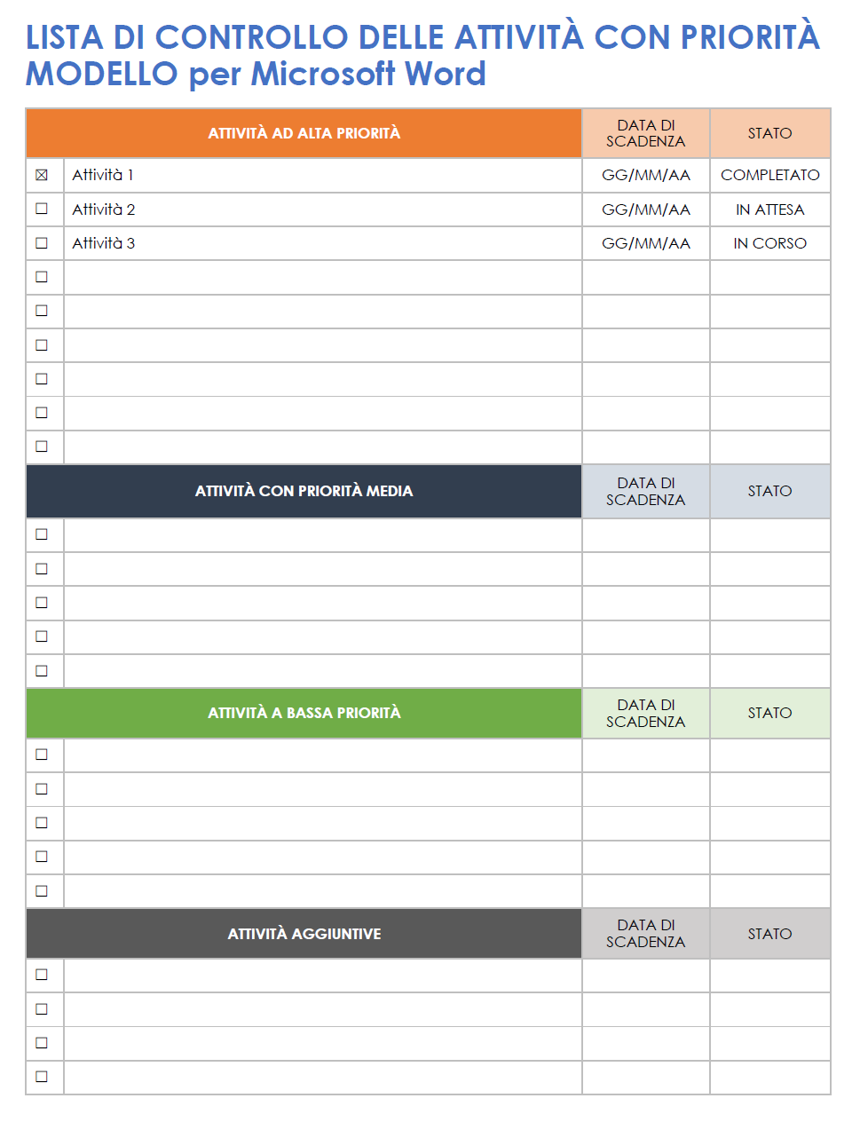 Modelli gratuiti di elenchi di attività, planner e checklist in formato ...