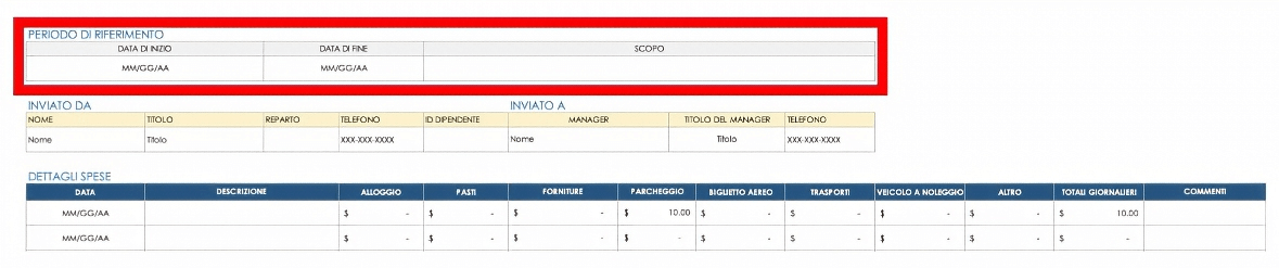 Modelli gratuiti di nota spese in formato Google Sheets | Smartsheet