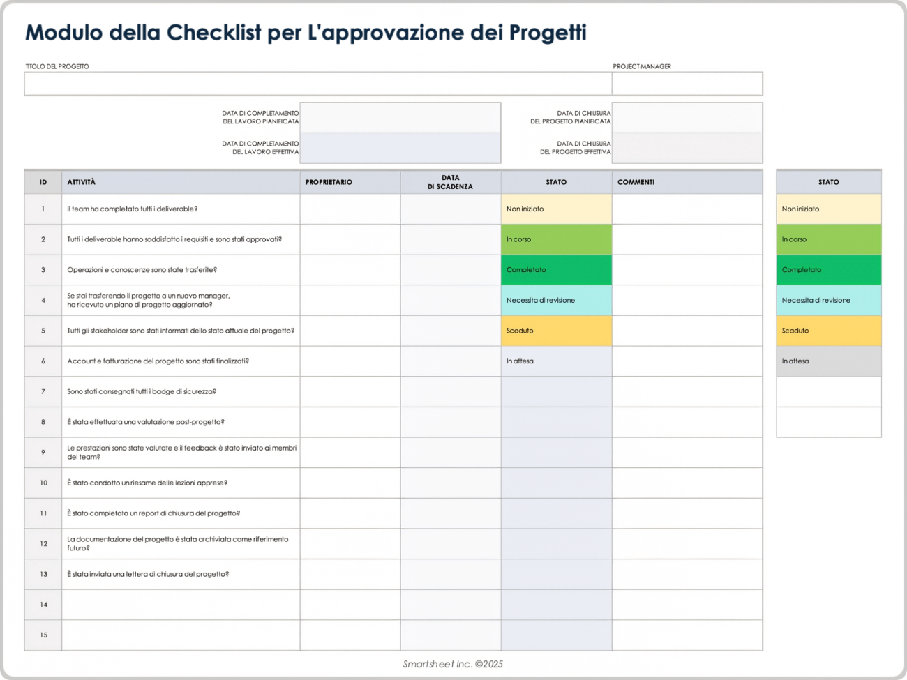 Moduli e modelli gratuiti per l'approvazione dei progetti | Smartsheet