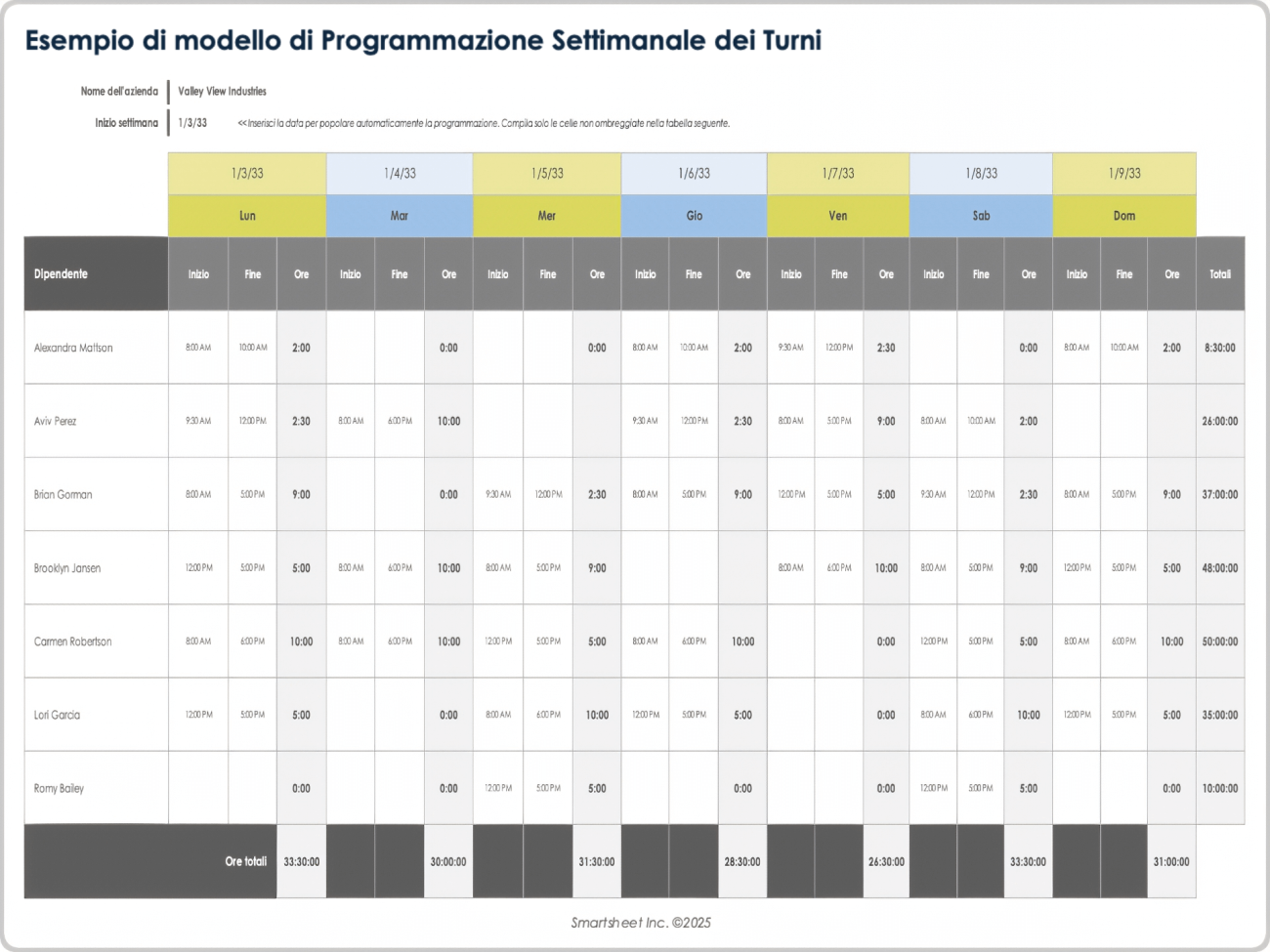 Modelli gratuiti per turni di lavoro: tutte le rotazioni, tutti i formati