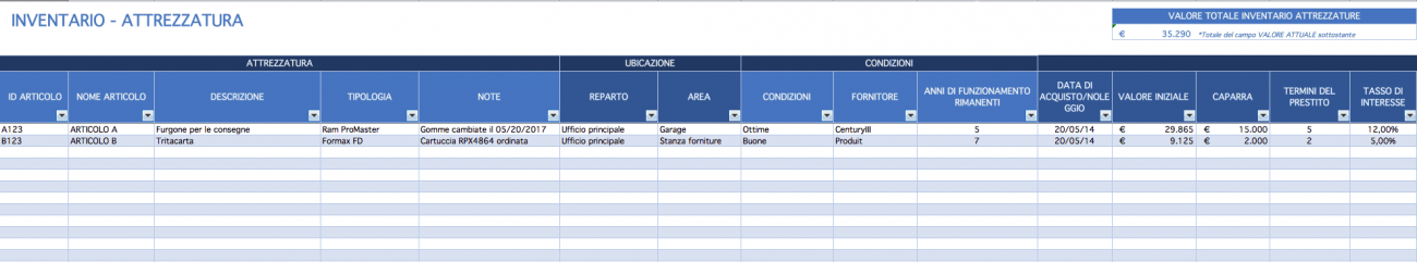Modelli Excel gratuiti per inventario