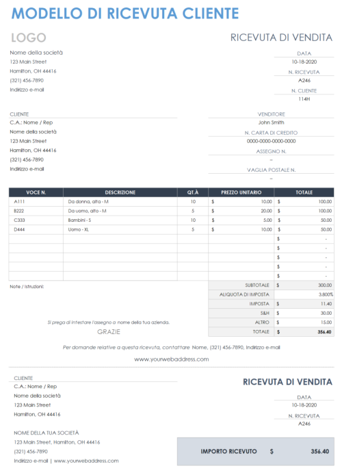 Scarica i modelli di ricevuta Excel gratuiti | Smartsheet