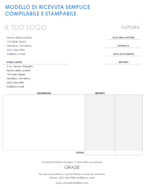 Modelli gratuiti di ricevute Microsoft Word | Smartsheet