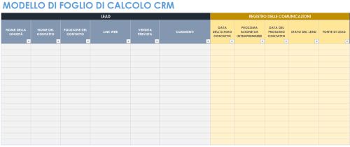 Modelli gratuiti di CRM per piccole imprese in Excel | Smartsheet