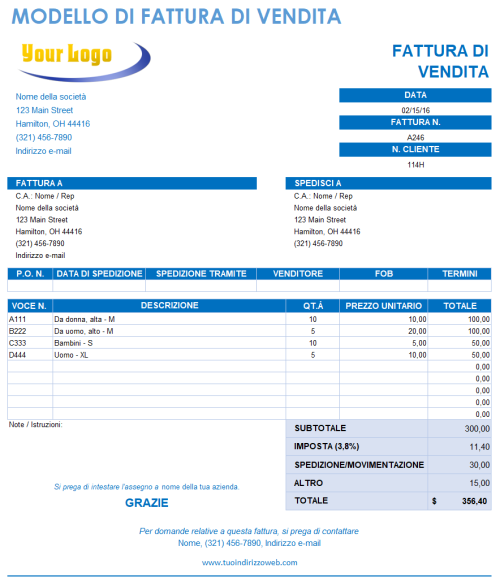 Modelli gratuiti di fatture in Excel - Smartsheet