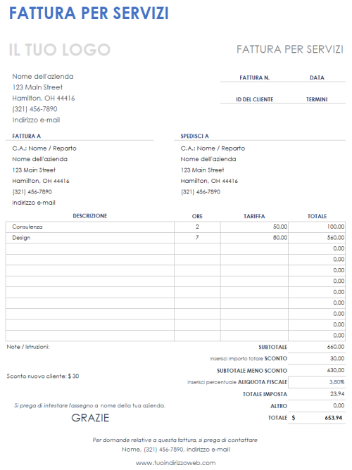 55 modelli gratuiti di fatture | Smartsheet