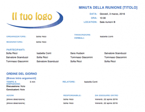 Modelli Microsoft Word gratis per minute di riunioni