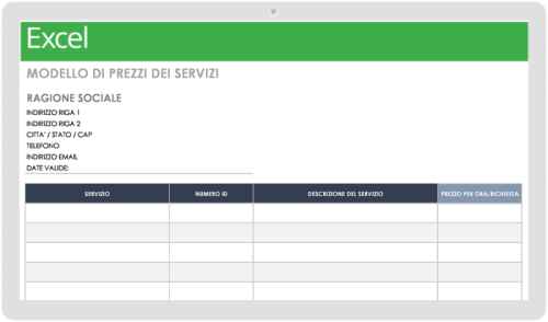Modelli gratuiti di listini prezzi | Smartsheet