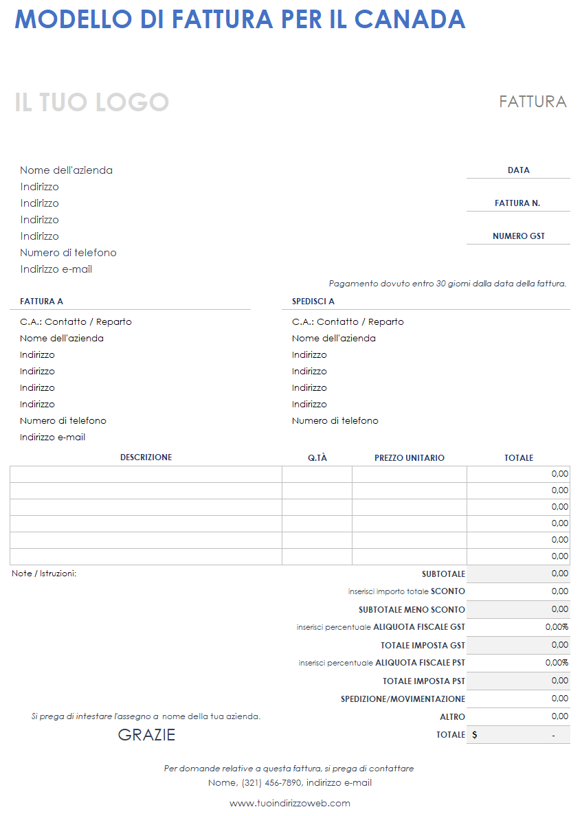 55 modelli gratuiti di fatture | Smartsheet