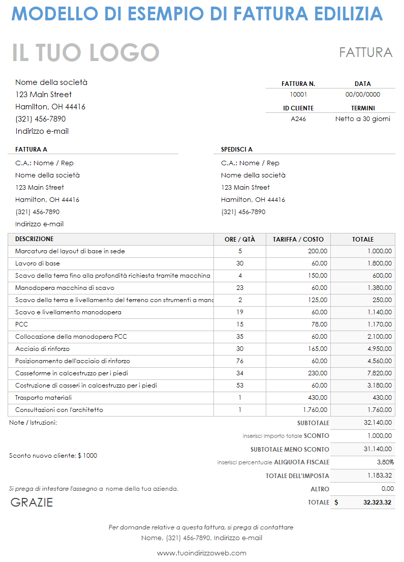 Modelli di fatture edilizie gratuiti | Smartsheet
