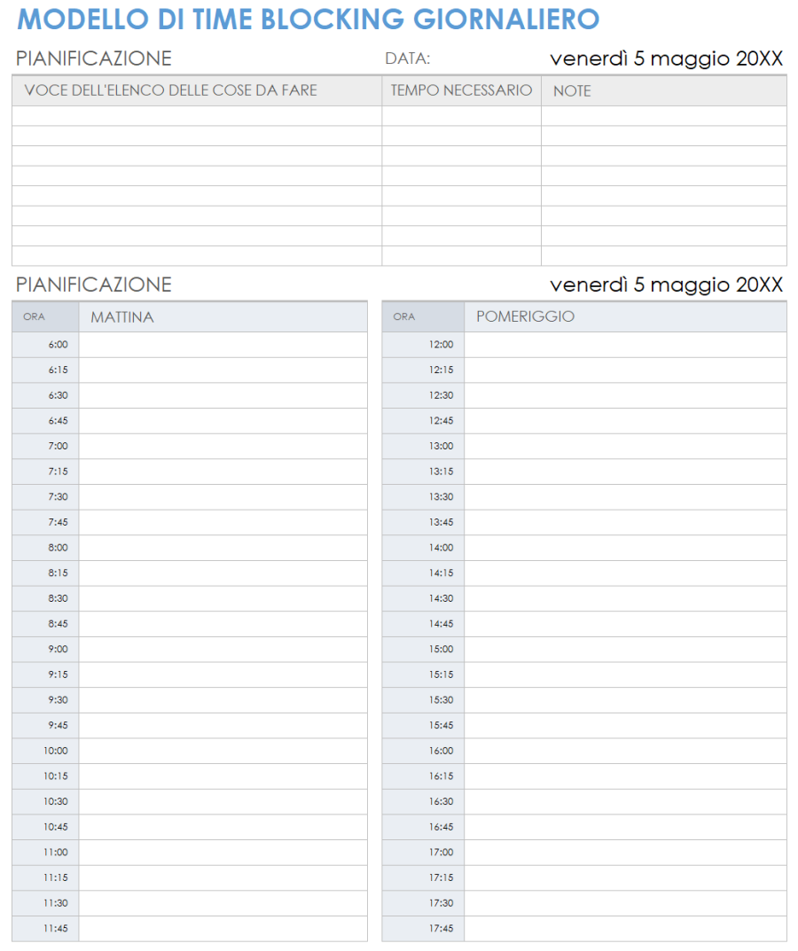 Modelli di Time Blocking gratuiti | Smartsheet