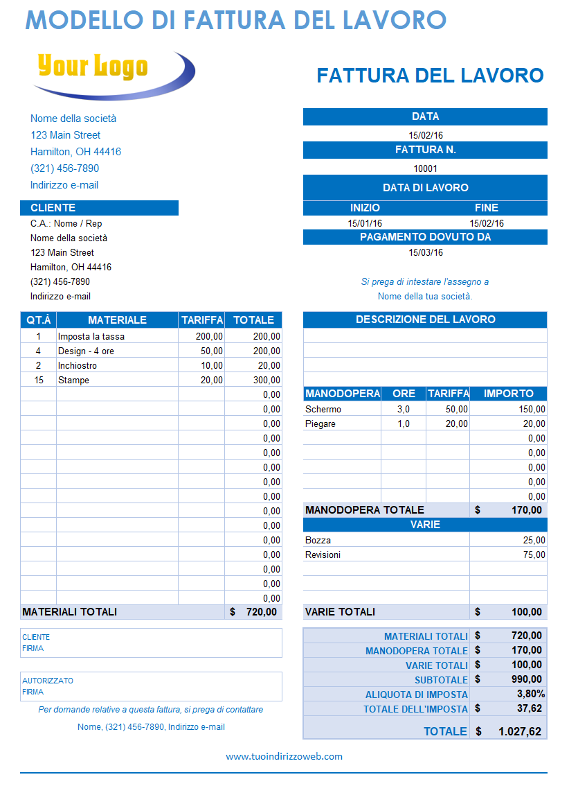 Modelli gratuiti di fatture in Excel - Smartsheet
