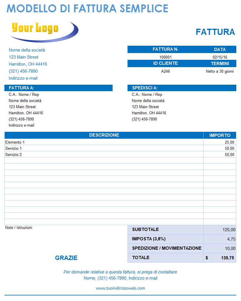 Modelli gratuiti di fatture in Excel - Smartsheet