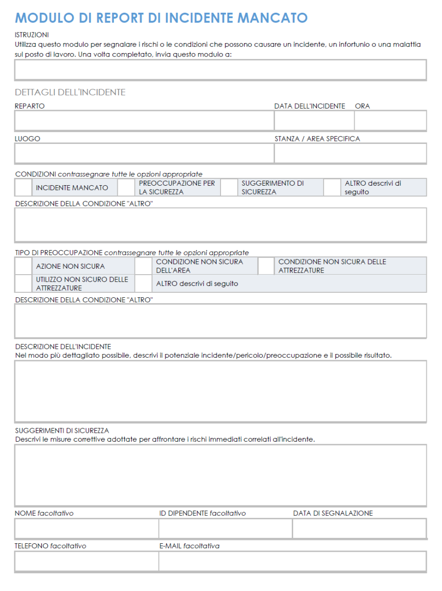 Modelli gratuiti di report degli incidenti sul posto di lavoro | Smartsheet