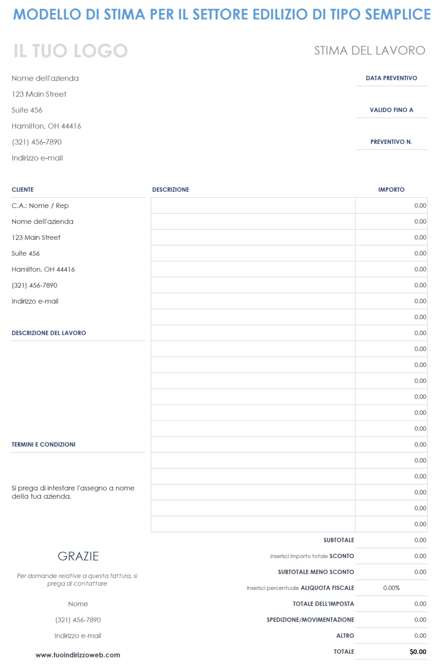 Modelli di preventivi per il settore edilizio gratuiti | Smartsheet