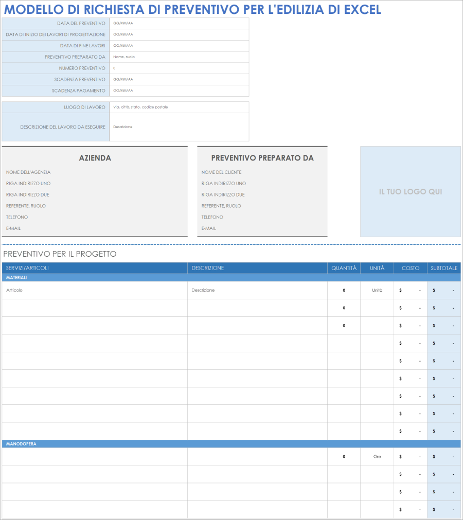 Modelli, moduli e tracker gratuiti delle richieste di preventivi di Excel