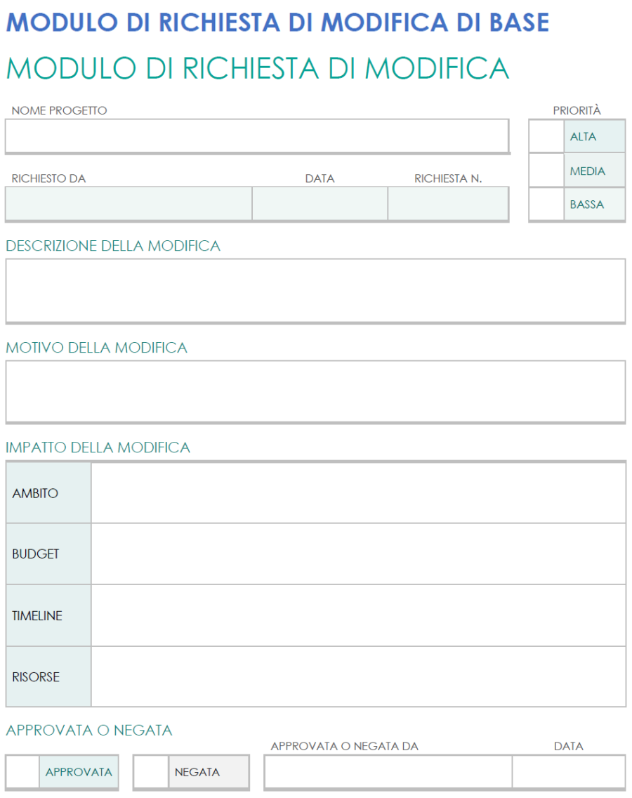 Moduli e modelli gratuiti di richiesta di modifica