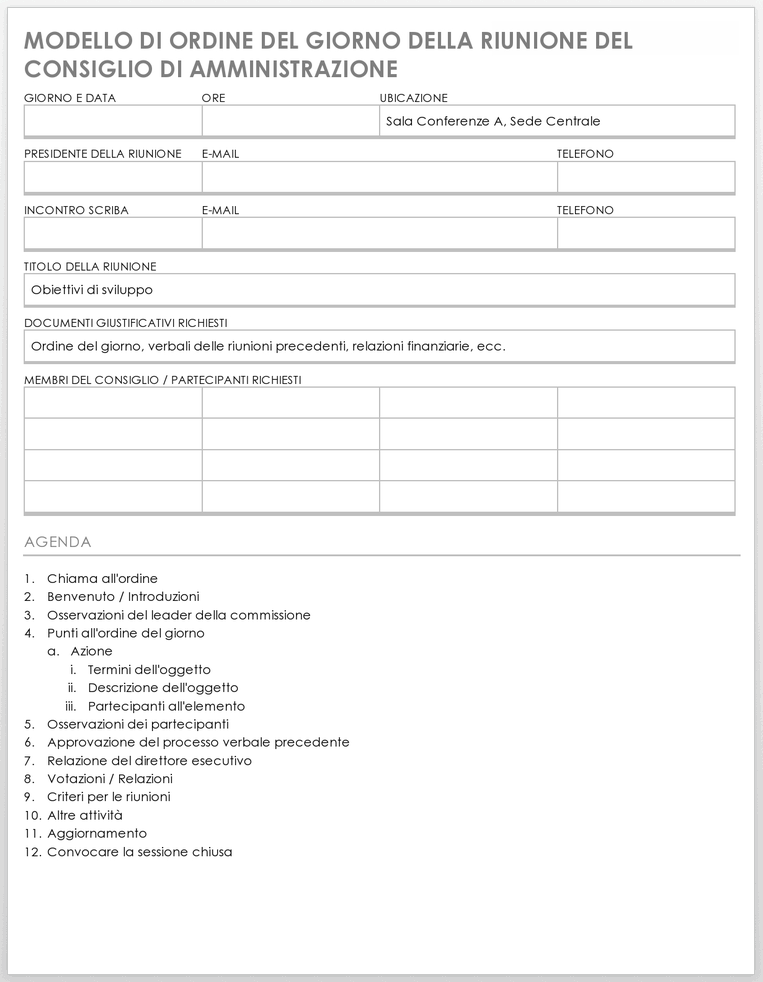 Più di 10 modelli gratuiti di ordine del giorno per meeting per ...