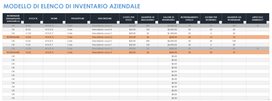Modelli gratuiti di elenchi di inventario | Smartsheet