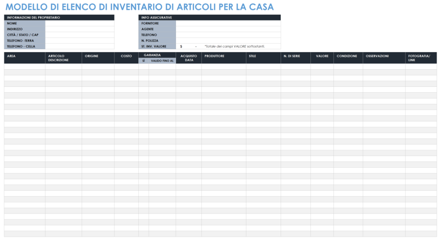 Modelli gratuiti di elenchi di inventario | Smartsheet