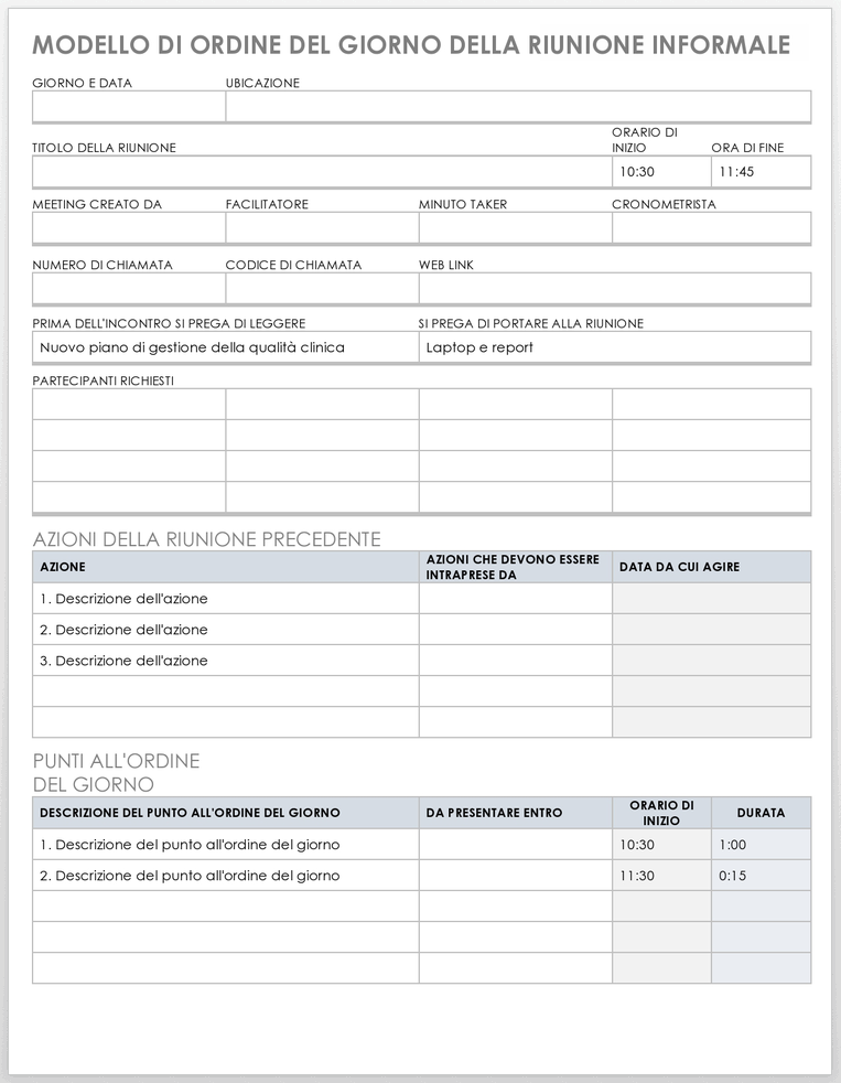 Più di 10 modelli gratuiti di ordine del giorno per meeting per ...