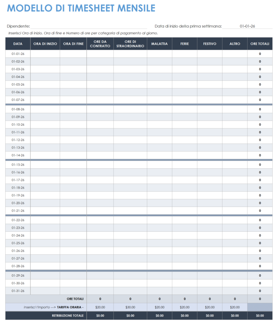 Modelli di foglio presenze Excel gratuiti | Smartsheet