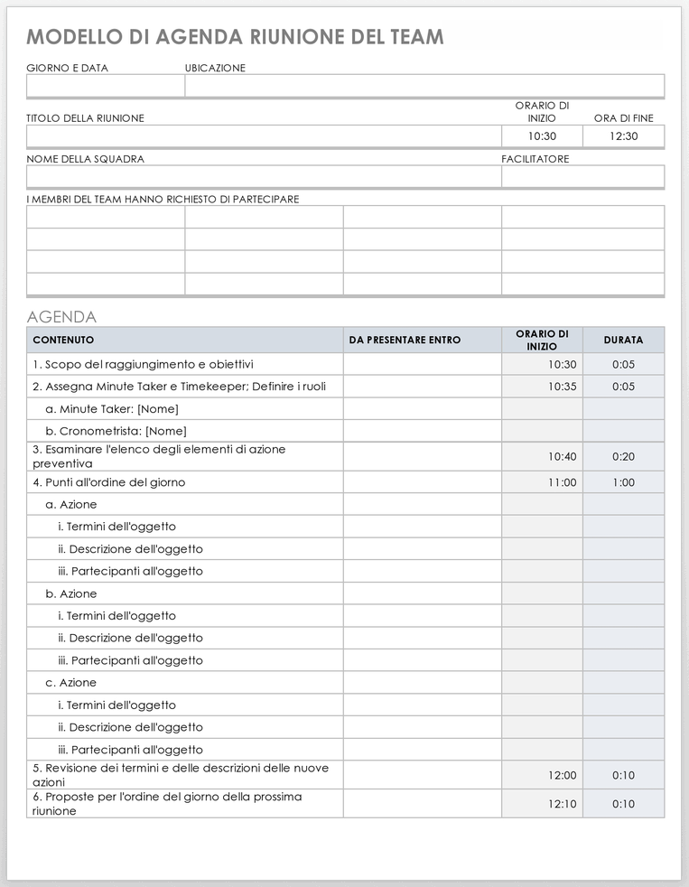 Più di 10 modelli gratuiti di ordine del giorno per meeting per ...